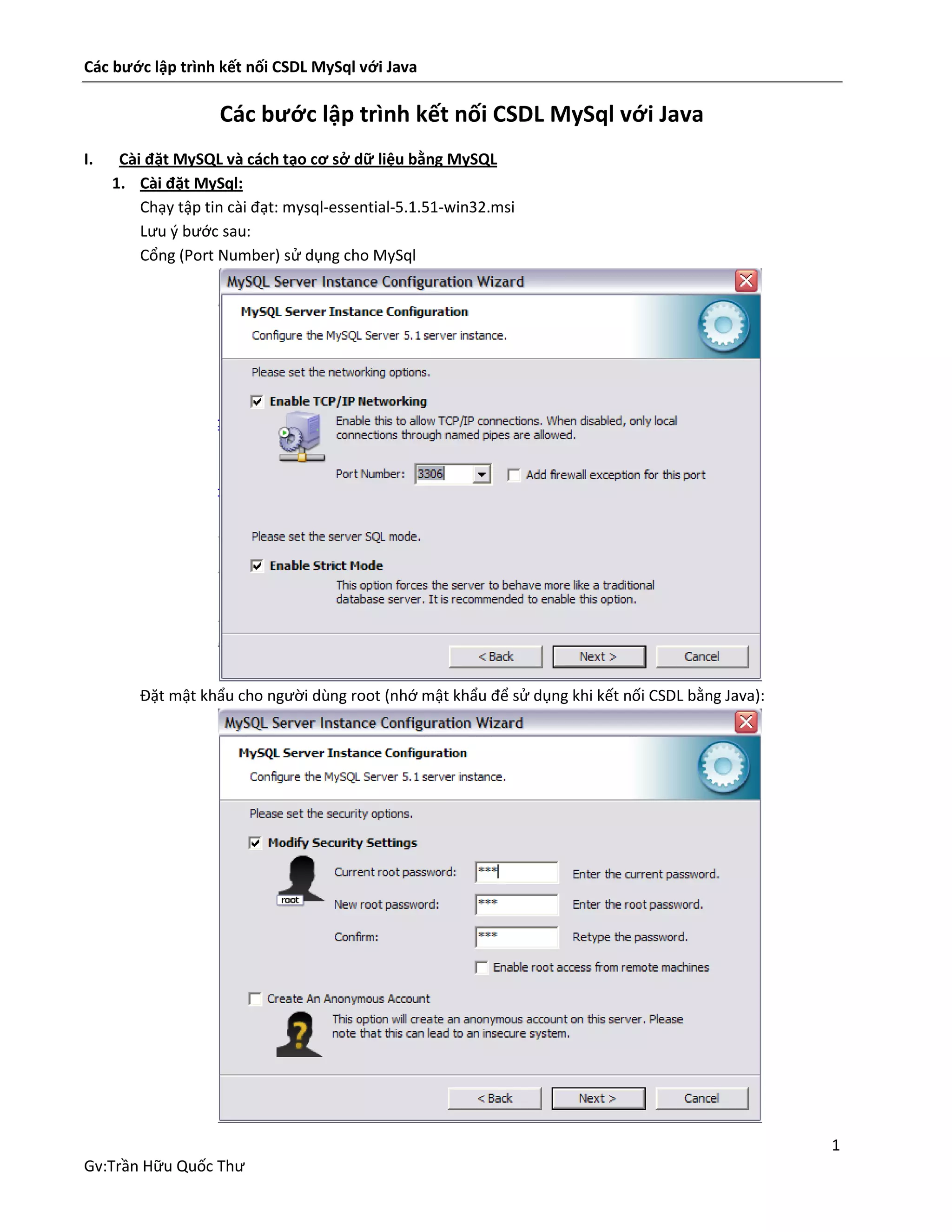 Các bước kết nối csdl my sql với java | PDF