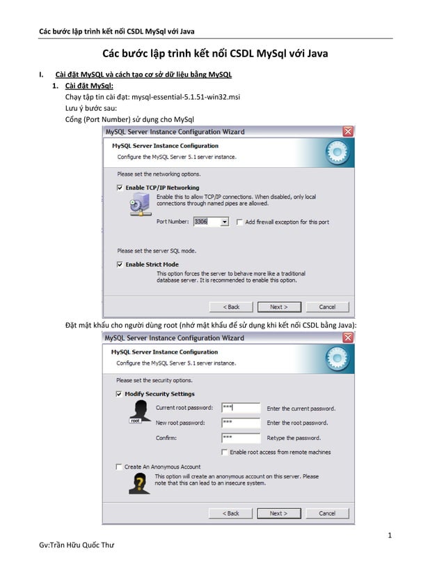 Các bước kết nối csdl my sql với java | PDF