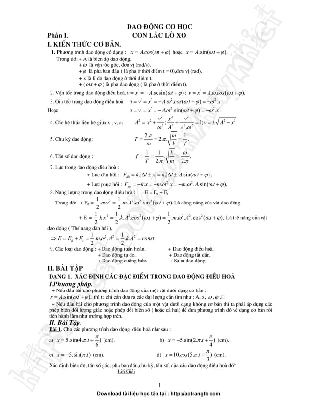 Cac chuyen de vat ly 12 on thi dai hoc - cuc hay - chi tiet | PDF