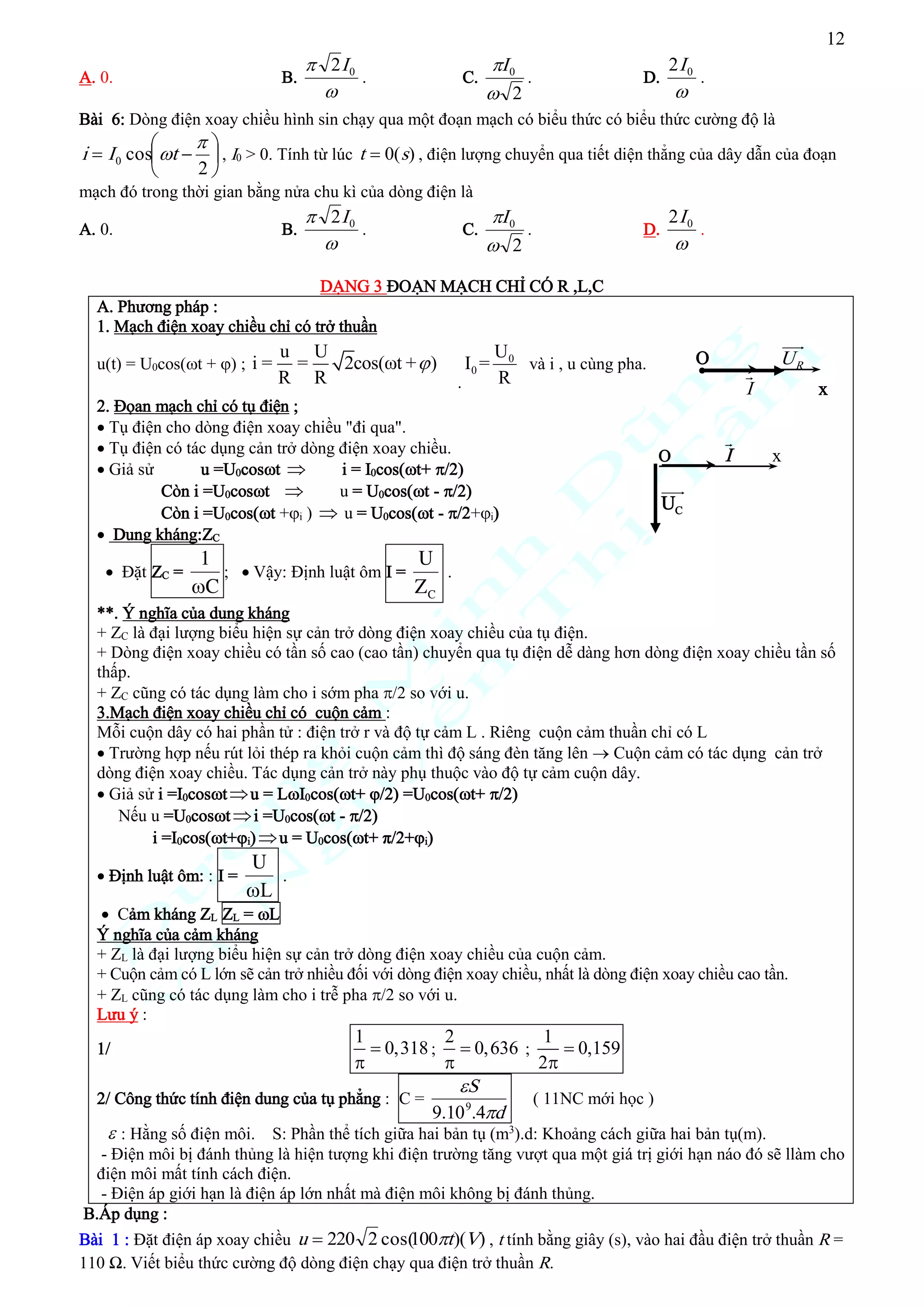 Các dạng bài tập điện xoay chiều | PDF