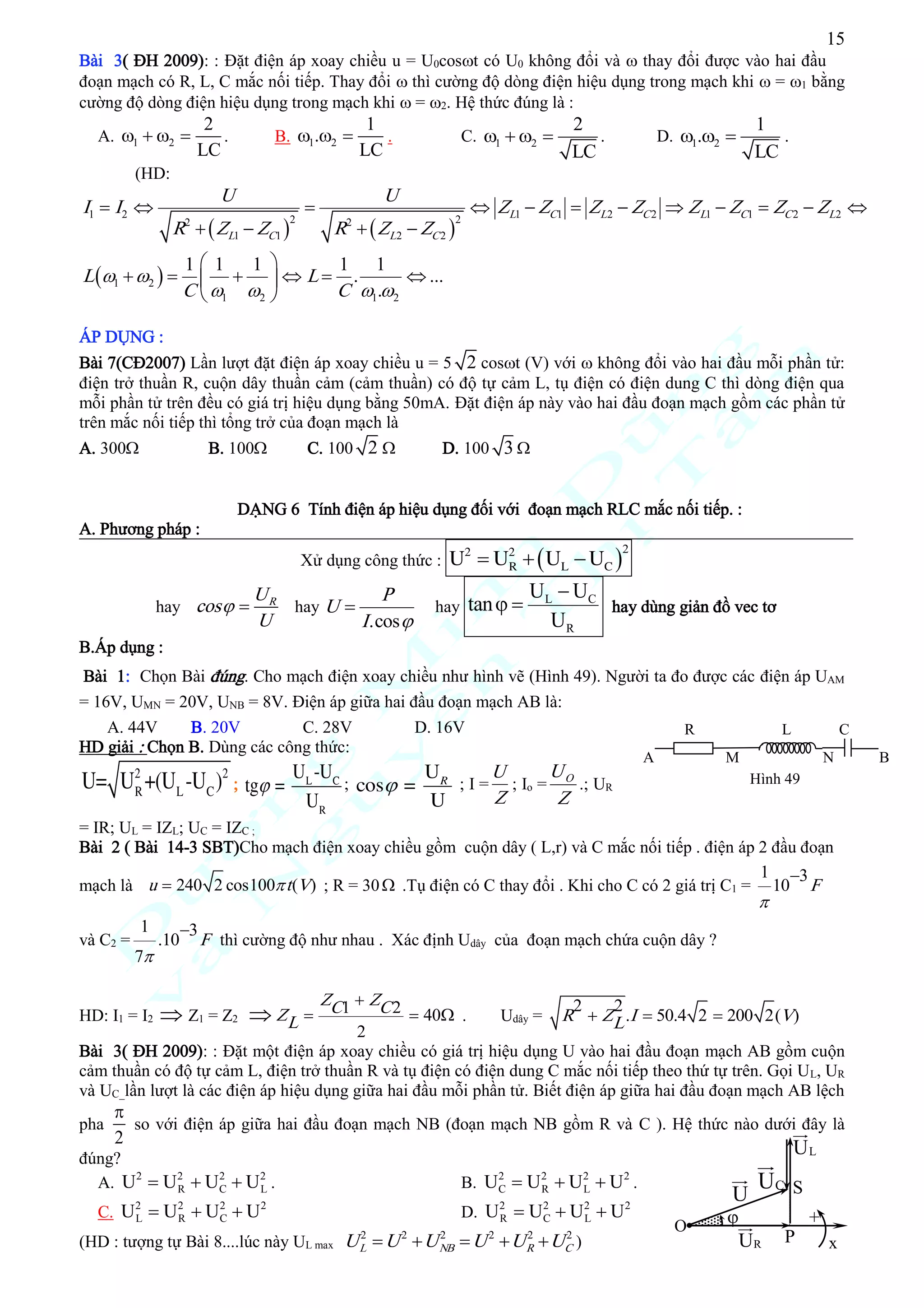 Các dạng bài tập điện xoay chiều | PDF