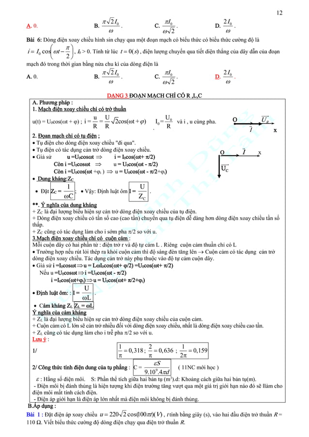 Các dạng bài tập điện xoay chiều | PDF