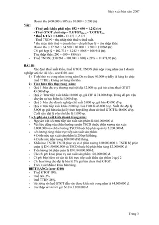Các dạng bài tập và lời giải kế toán thuế | DOC