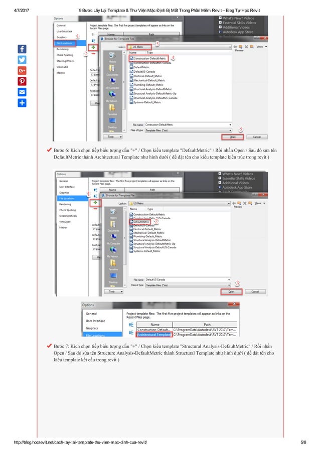 Cách lấy lại template và thư viện mặc định Revit Content khi bị mất | PDF