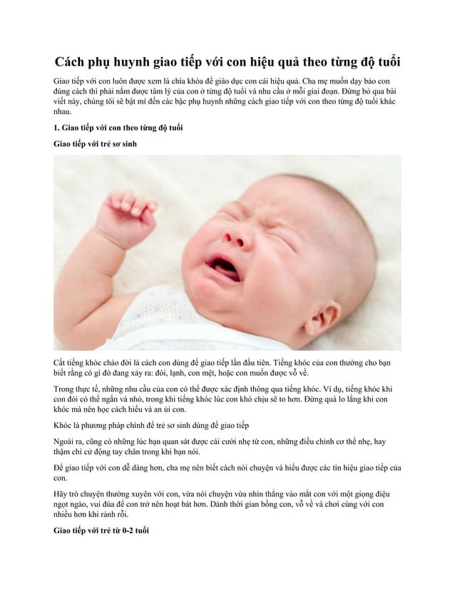 Cách phụ huynh giao tiếp với con hiệu quả theo từng độ tuổi | PDF