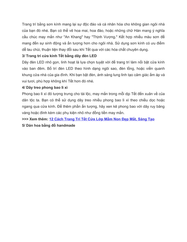 12 Cách Trang Trí Cửa Kính Tết Đẹp Lung Linh | PDF