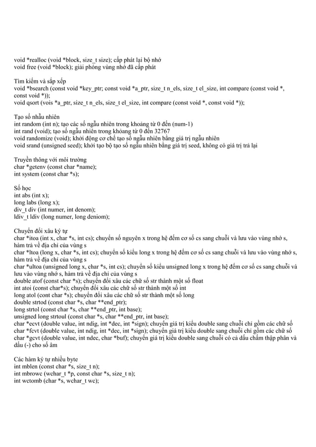 Cac ham trong thu vien cua c&c++ | PDF