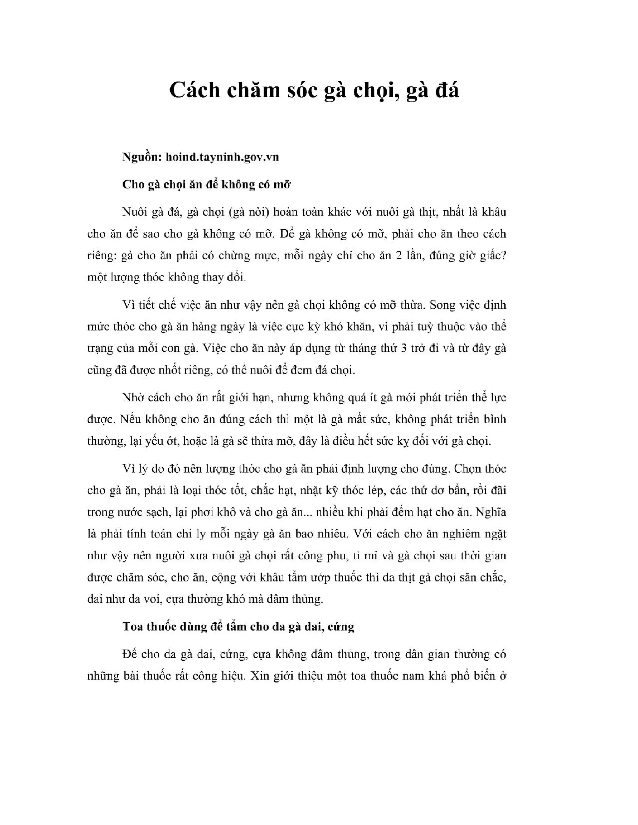 Cach cham soc ga choi | PDF