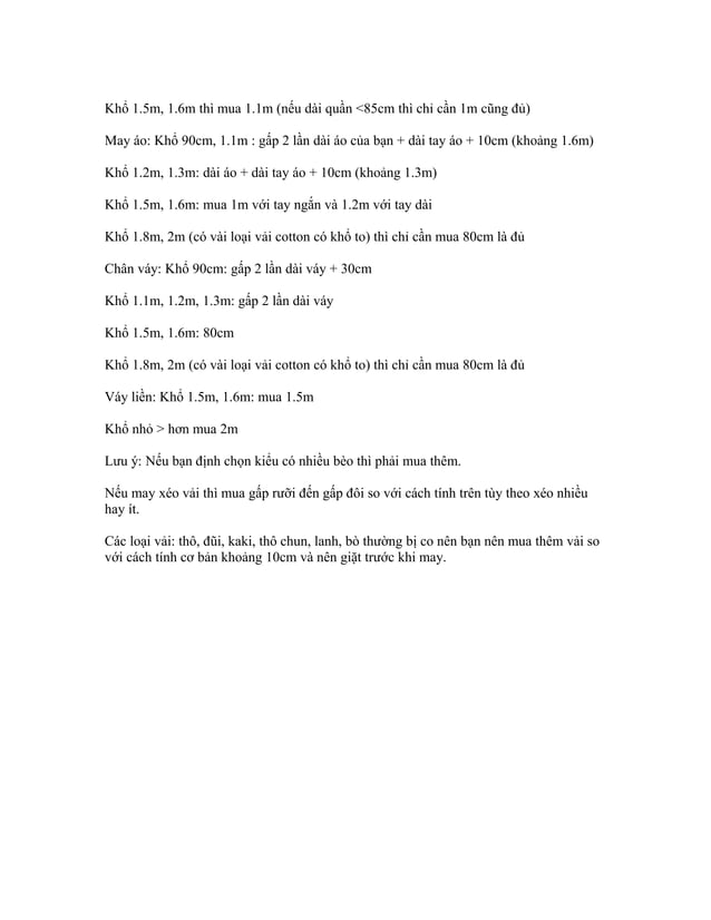 Cach do va cach tinh vai khi may | DOC