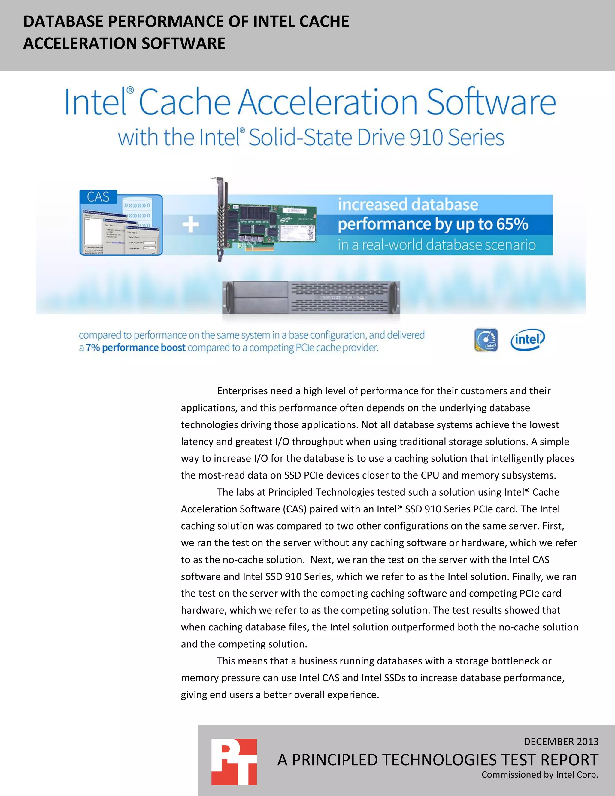 Database Performance of Intel Cache Acceleration Software | PDF