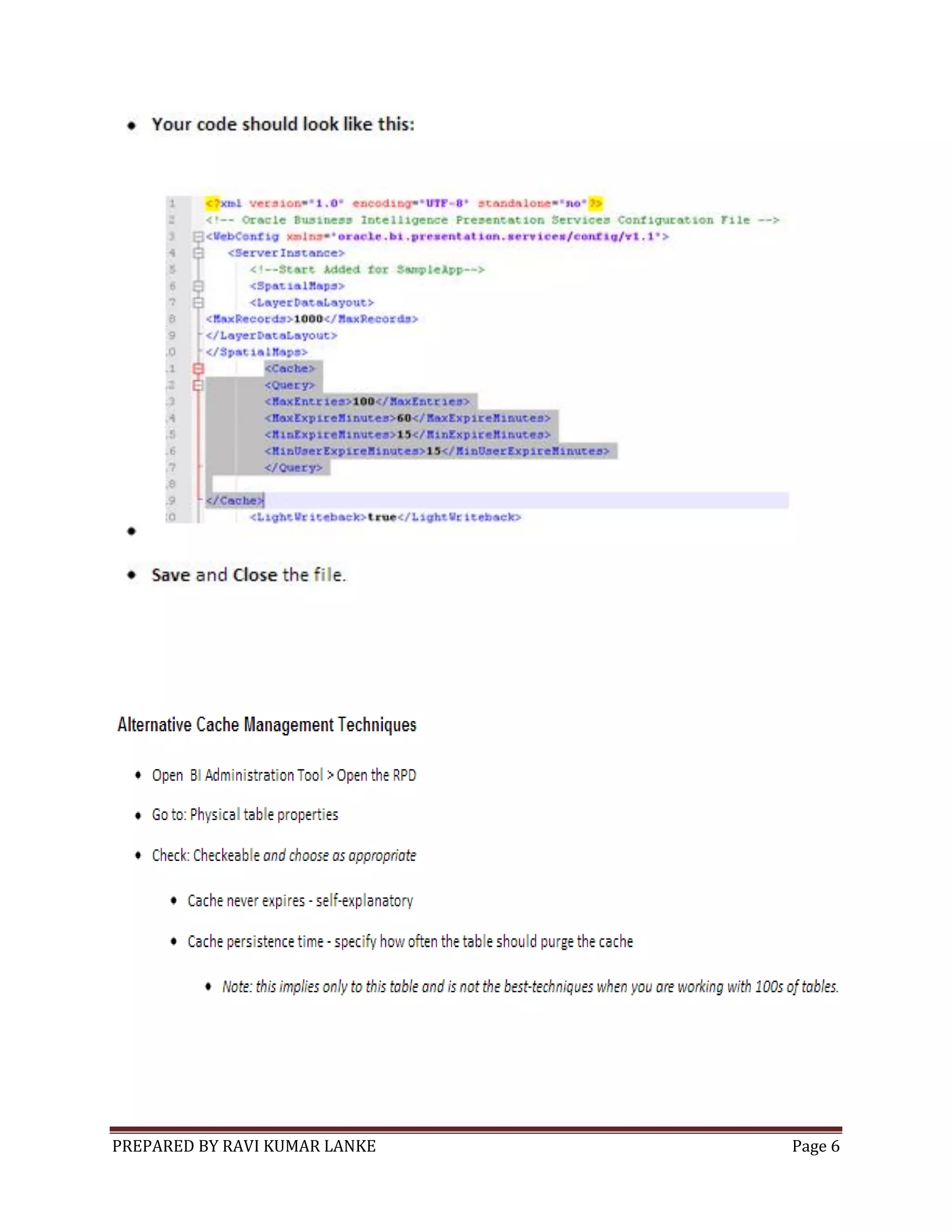 Cache management obiee 11g | PDF
