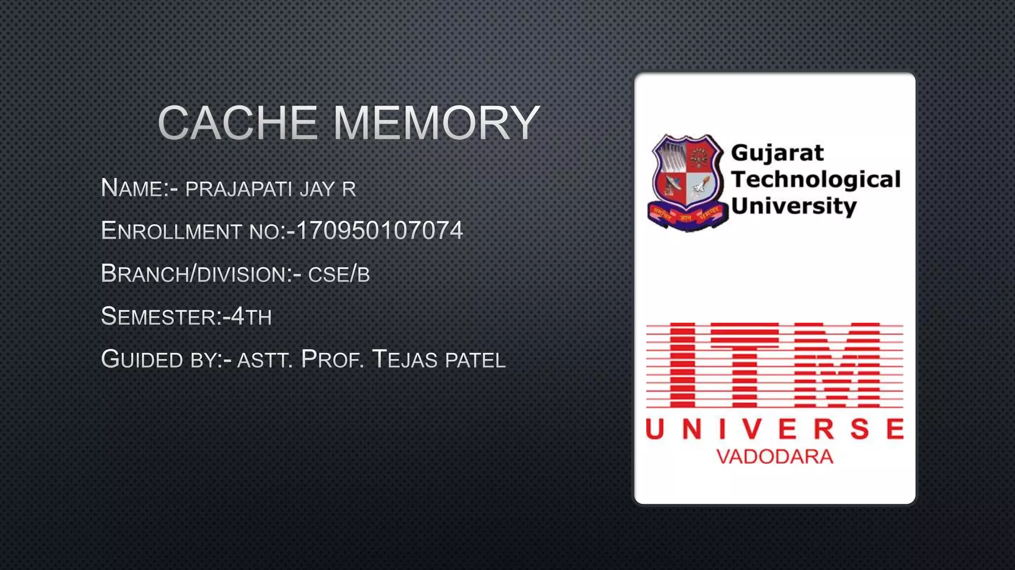 Cache memory | PPT