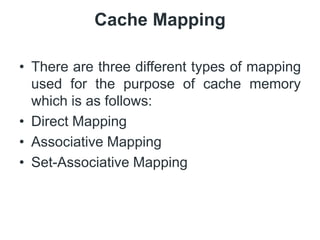 Cache Memory.pptx | Data Storage and Warehousing | Computing