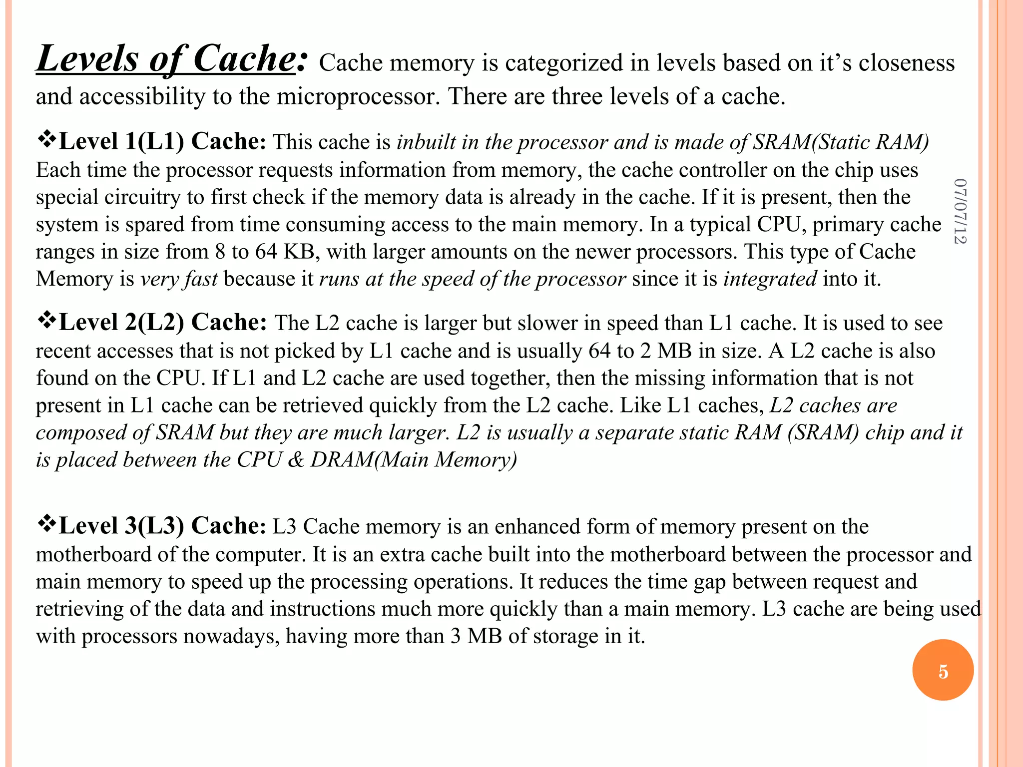 Cache memory presentation | PPT