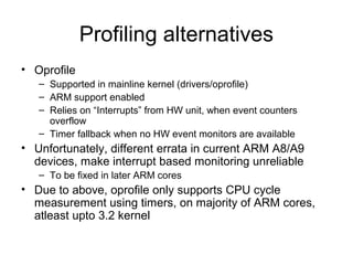 Cache profiling on ARM Linux | PPT | Operating Systems | Computer Software and Applications