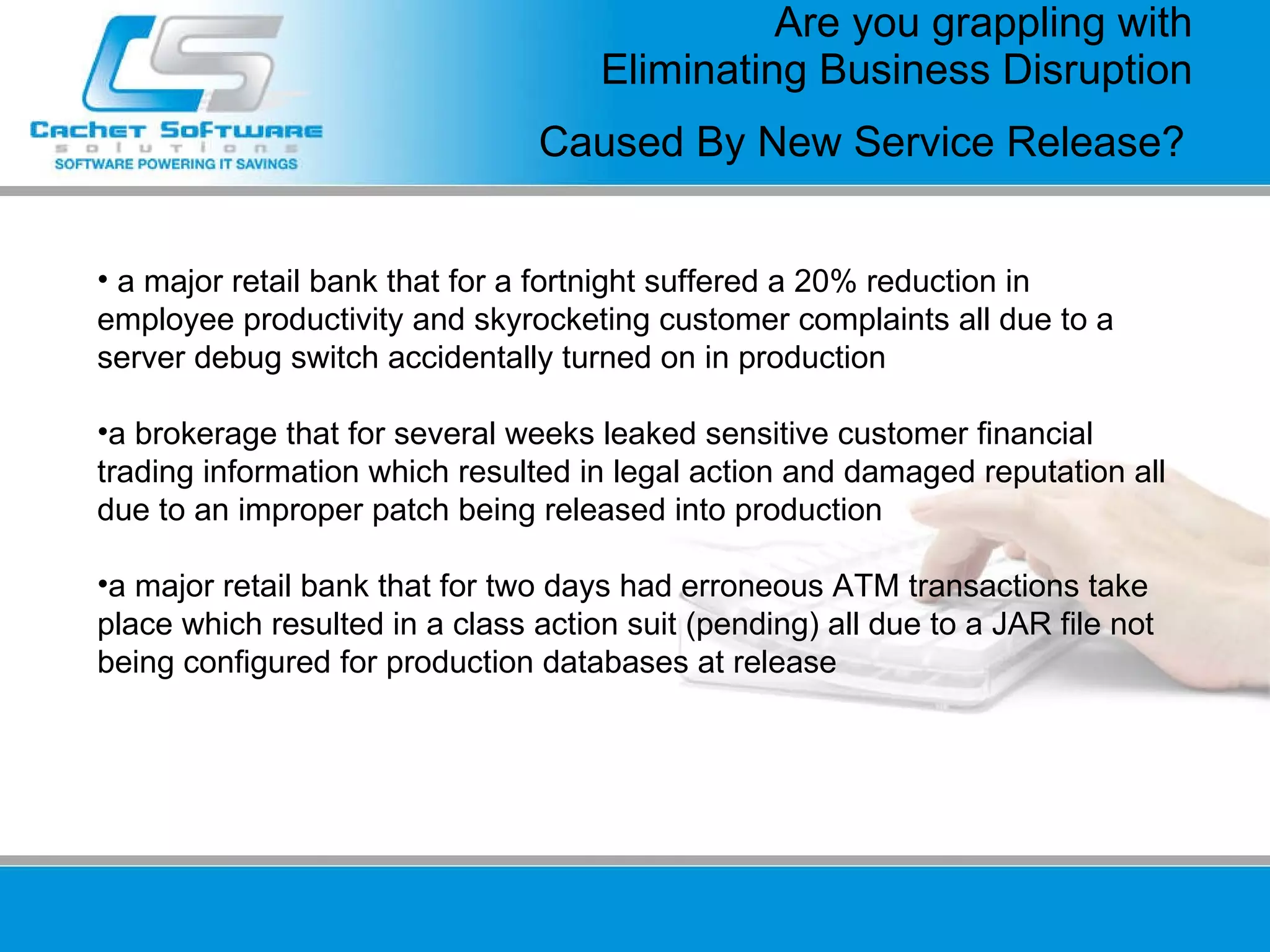 Cachet Presentation Website Eliminating Business Disruption | PPT