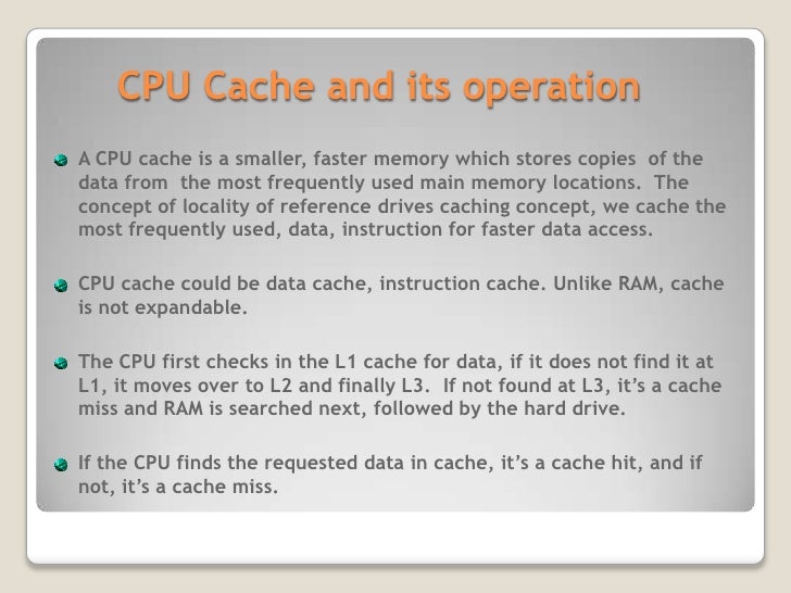 CPU Caching Concepts CPU Caching Concepts