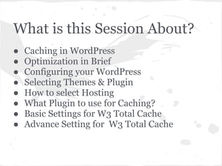 Caching and Optimization By M Asif Rahman @ WordCamp Orlando 2012 Final | PPT
