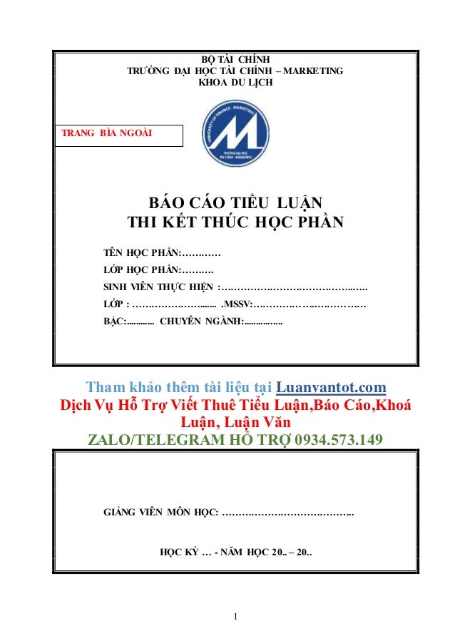 Cách làm tiểu luận thi kết thúc học phần khoa du lịch | DOCX