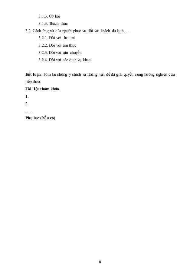 Cách làm tiểu luận thi kết thúc học phần khoa du lịch | DOCX