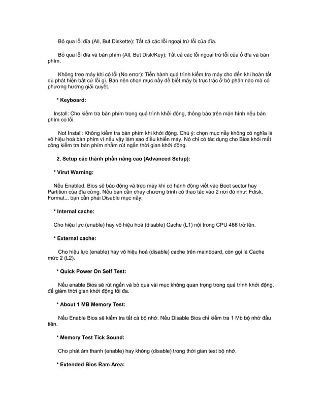 Cach setup bios | PDF