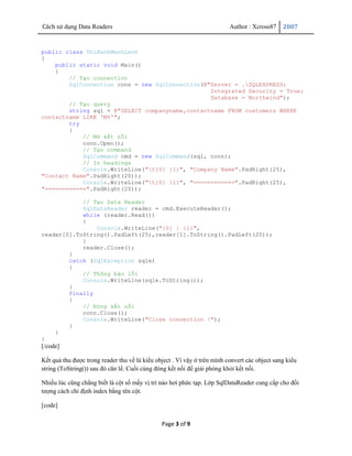 Cach su dung data reader | PDF