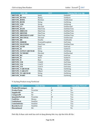 Cach su dung data reader | PDF