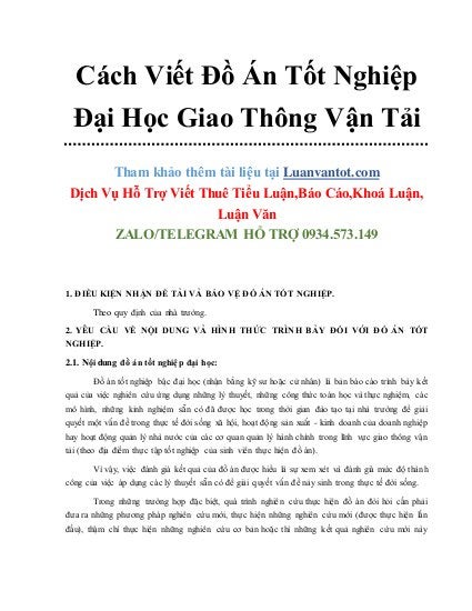 Cách viết đồ án tốt nghiệp đại học giao thông vận tải | DOCX