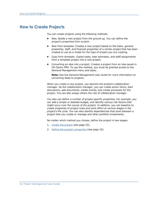 Ca Clarity PPM Project Management User Guide | PDF