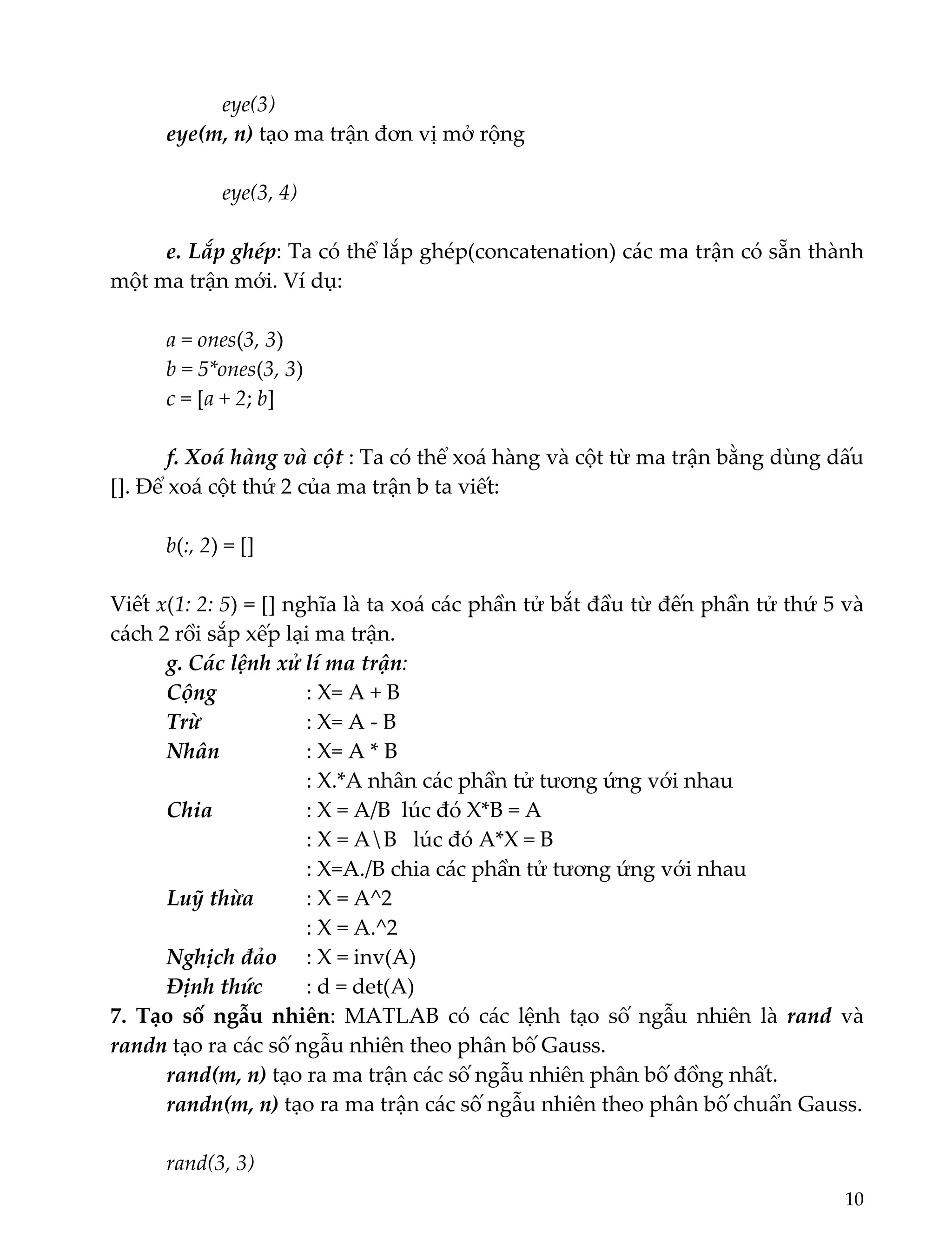 Cac lenh trong matlab | PDF