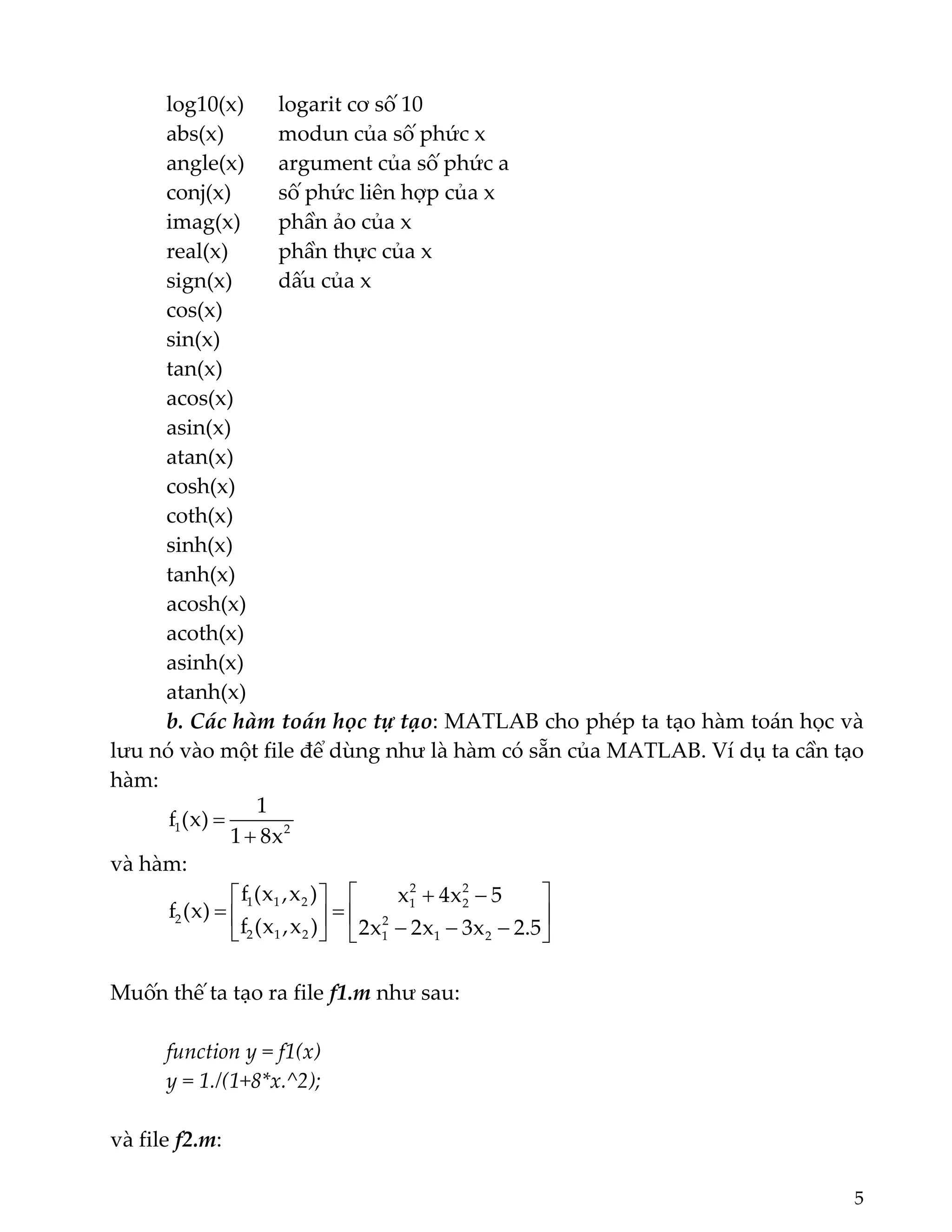 Cac lenh trong matlab | PDF