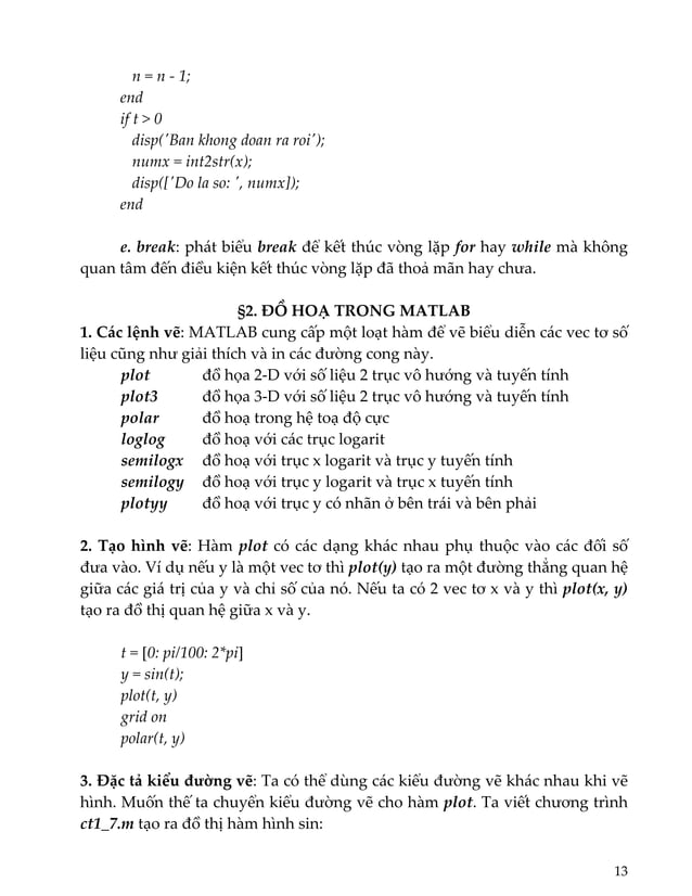 Cac lenh trong matlab | PDF