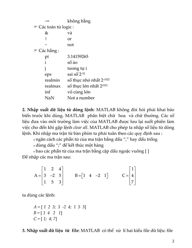 Cac lenh trong matlab | PDF