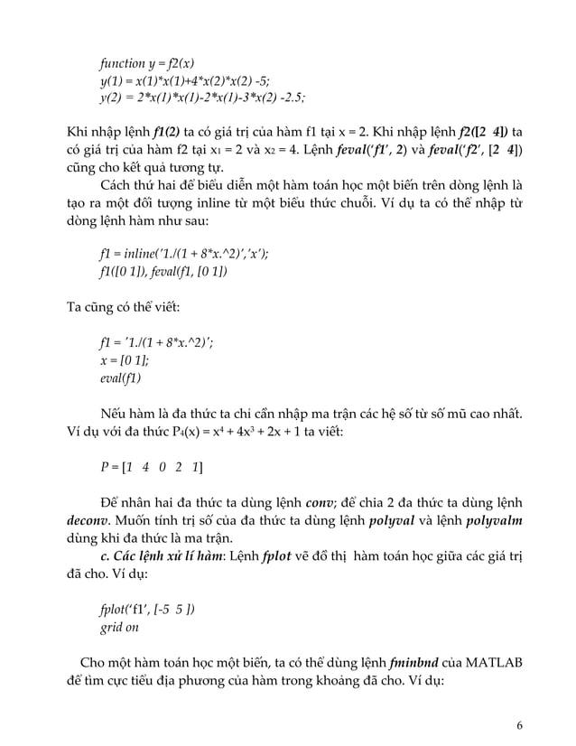 Cac lenh trong matlab | PDF