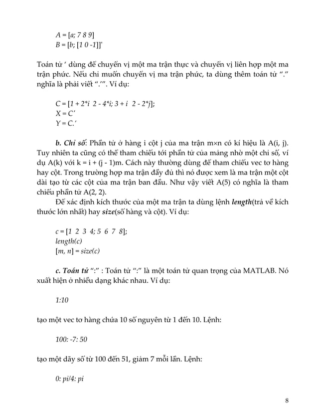 Cac lenh trong matlab | PDF