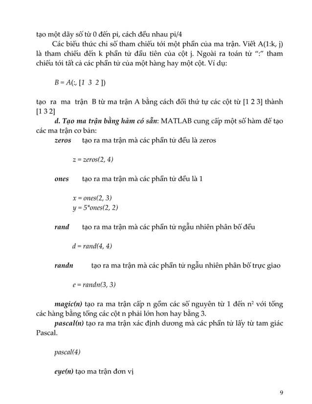 Cac lenh trong matlab | PDF