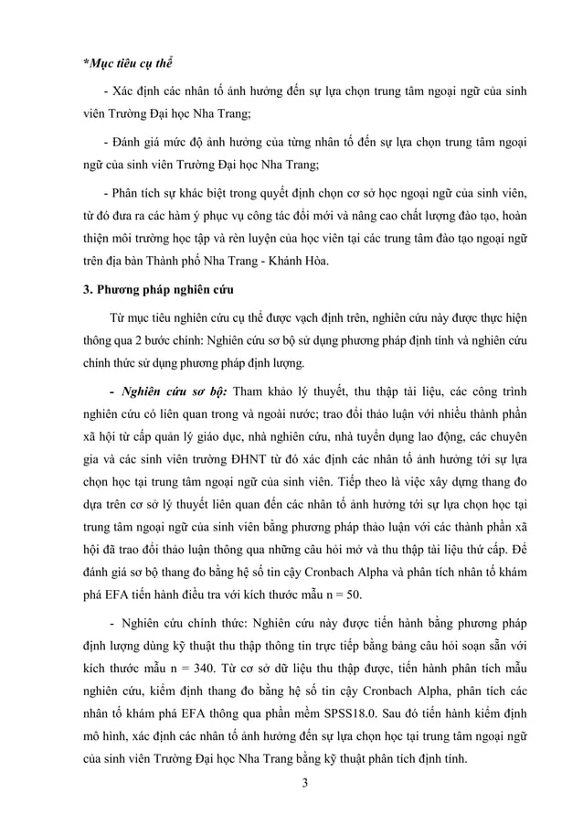 Các nhân tố ảnh hưởng đến quyết định chọn trung tâm ngoại ngữ của sinh viên Trường Đại học Nha ...