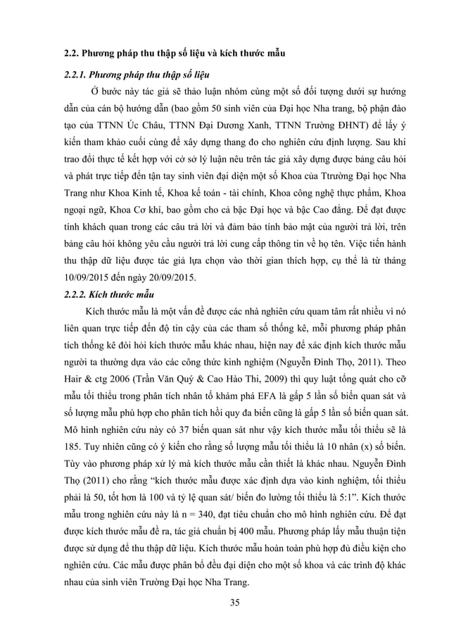 Các nhân tố ảnh hưởng đến quyết định chọn trung tâm ngoại ngữ của sinh viên Trường Đại học Nha ...