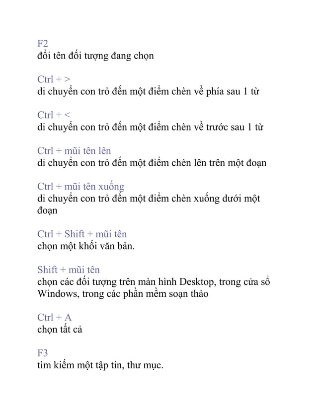 Cac phim tat cho window | DOCX
