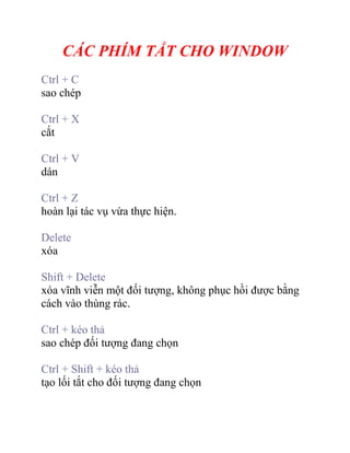 Cac phim tat cho window | PDF