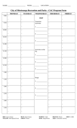 CAC Program Form | DOC | Television | Entertainment