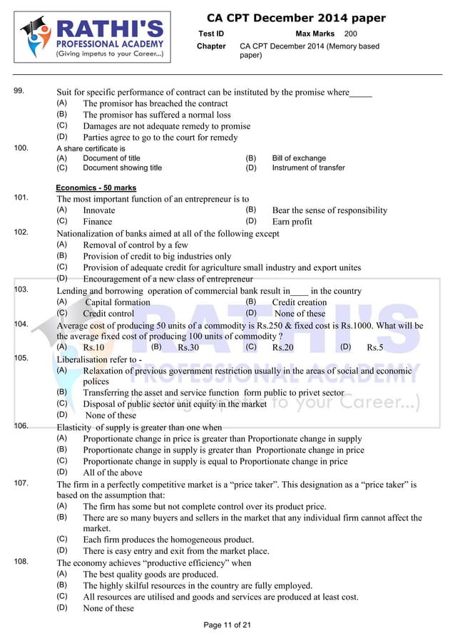 Ca cpt december_2014_paper_pdf by CA Gopal Rathi | PDF