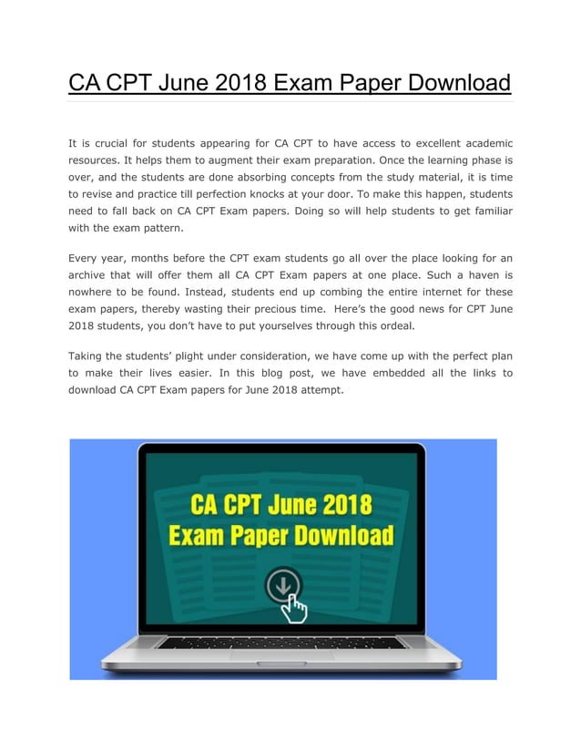 CA CPT June 2018 Exam Paper | PDF
