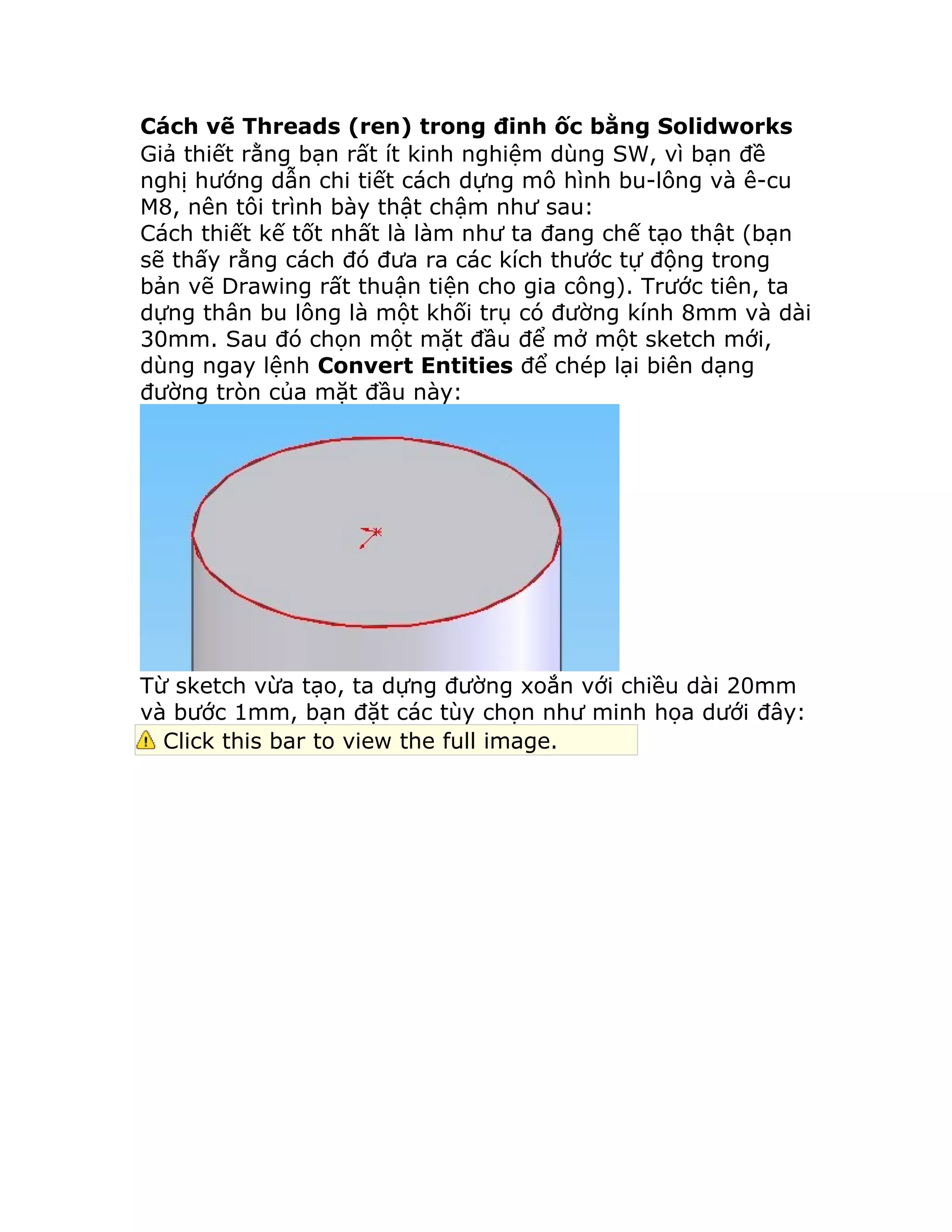 Cac ve ren trong solidwork | DOC