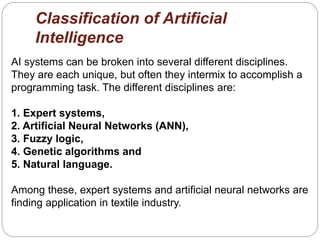 Artificial intelligence in Textile Industry | PPTX