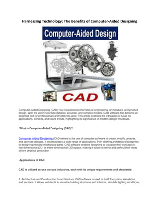 Harnessing Technology: The Benefits of Computer-Aided Designing | PDF