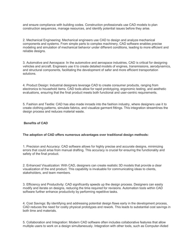 Harnessing Technology: The Benefits of Computer-Aided Designing | PDF