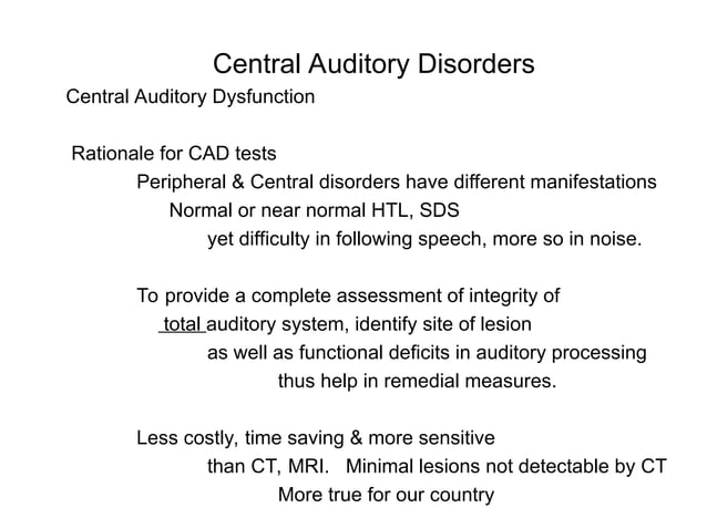 Central Auditory processing Disorder ppt | PPT