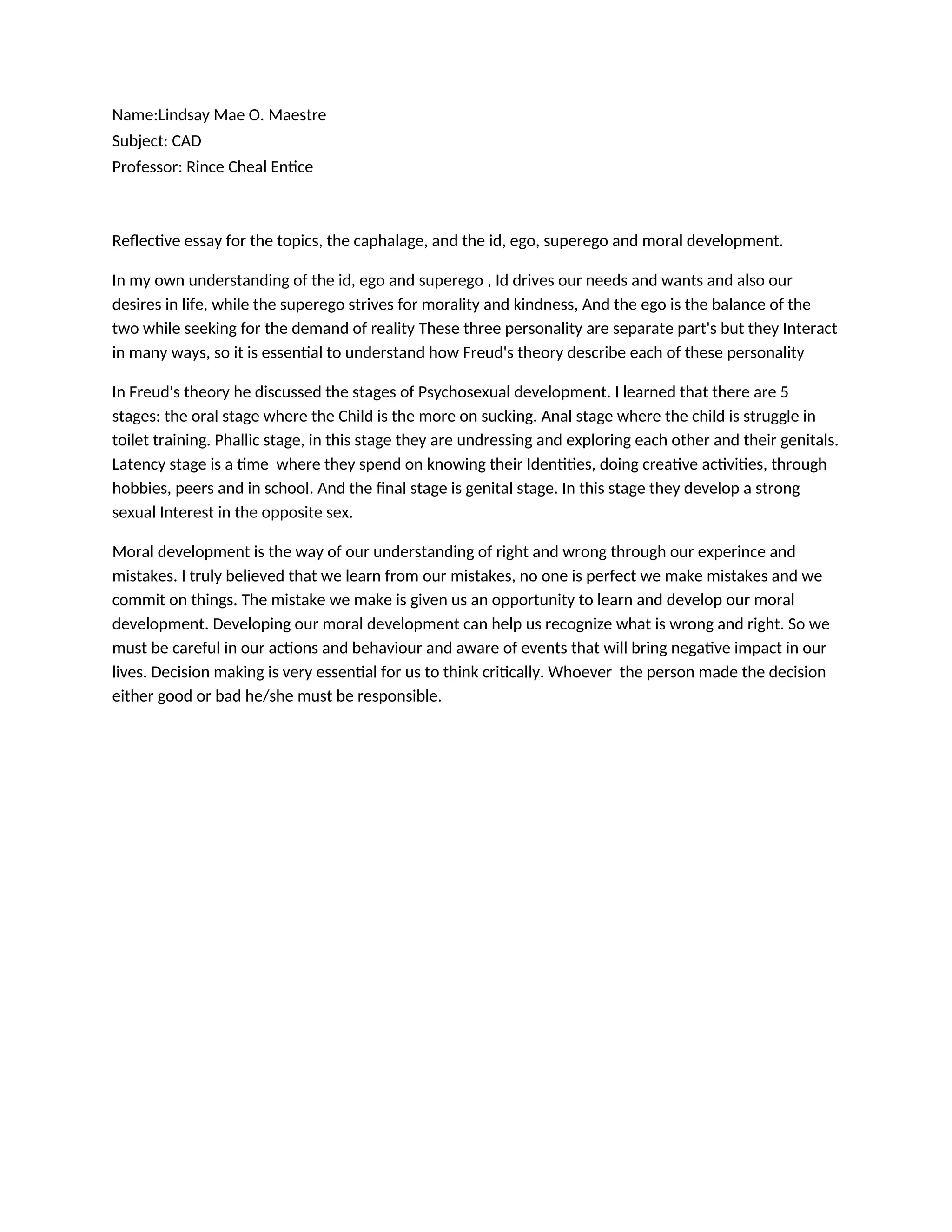 child and adolescent -reflective essay.docx