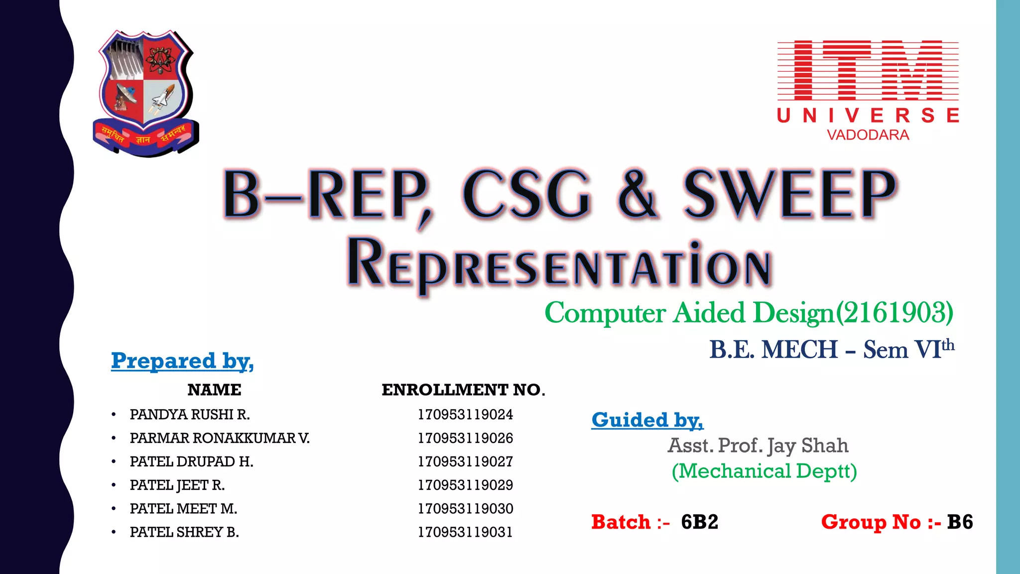 Cad ala brep, csg and sweep representation gtu | PDF